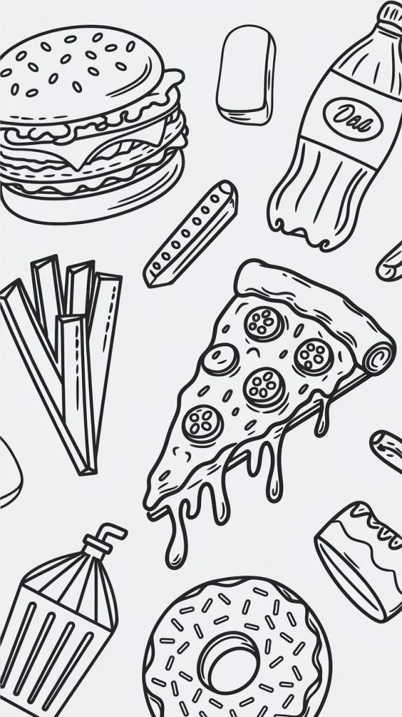 12 Cutest Junk Food Coloring Pages For Kids - Plan for Success HQ